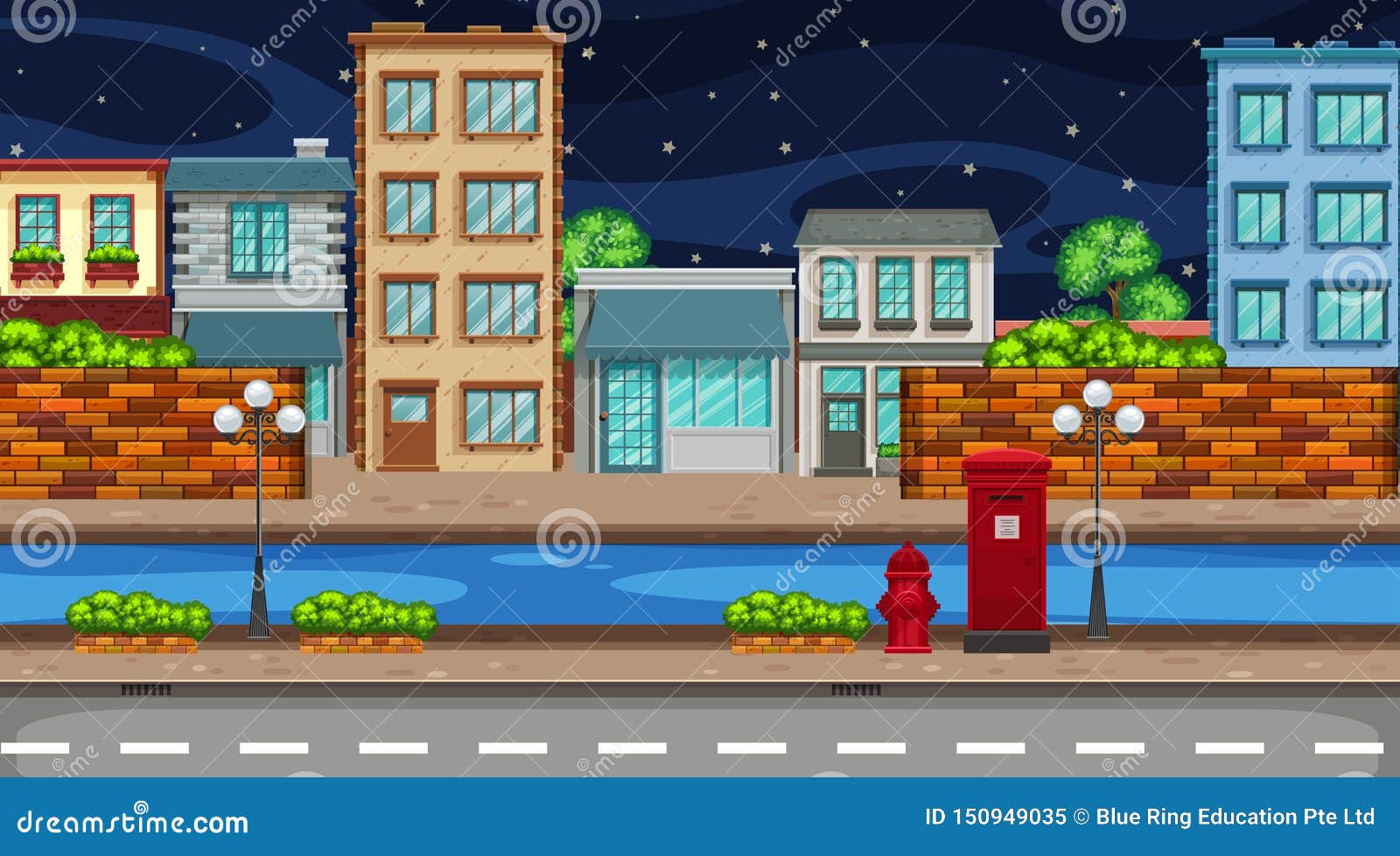 A night urban scene stock vector. Illustration of construction - 150949035