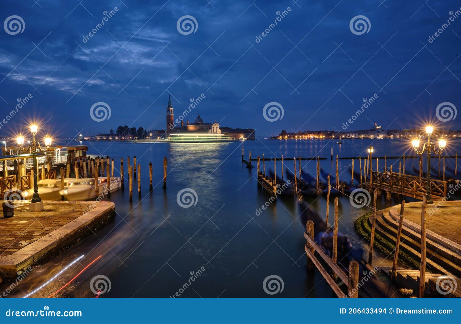 Night in Venice stock photo. Image of channel, dawn - 206433494