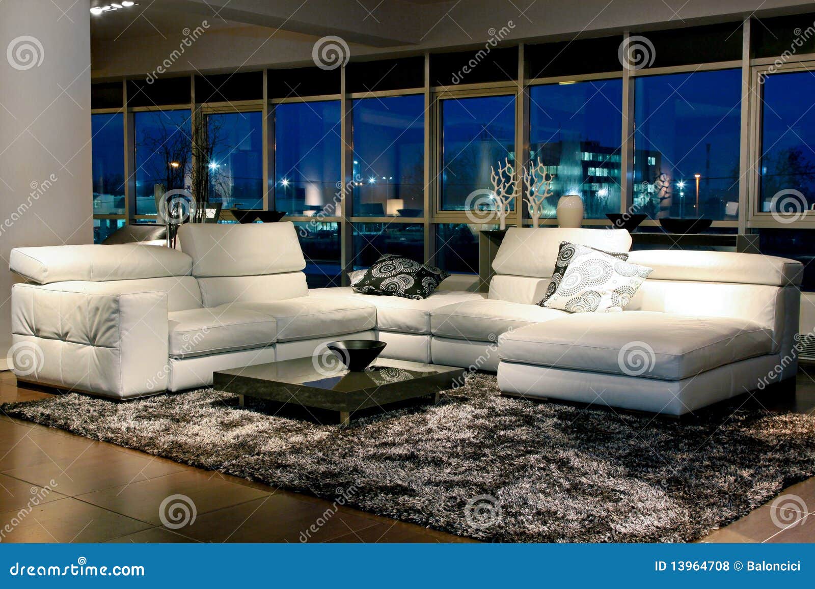 Night view stock photo. Image of carpet, glass, couch - 13964708