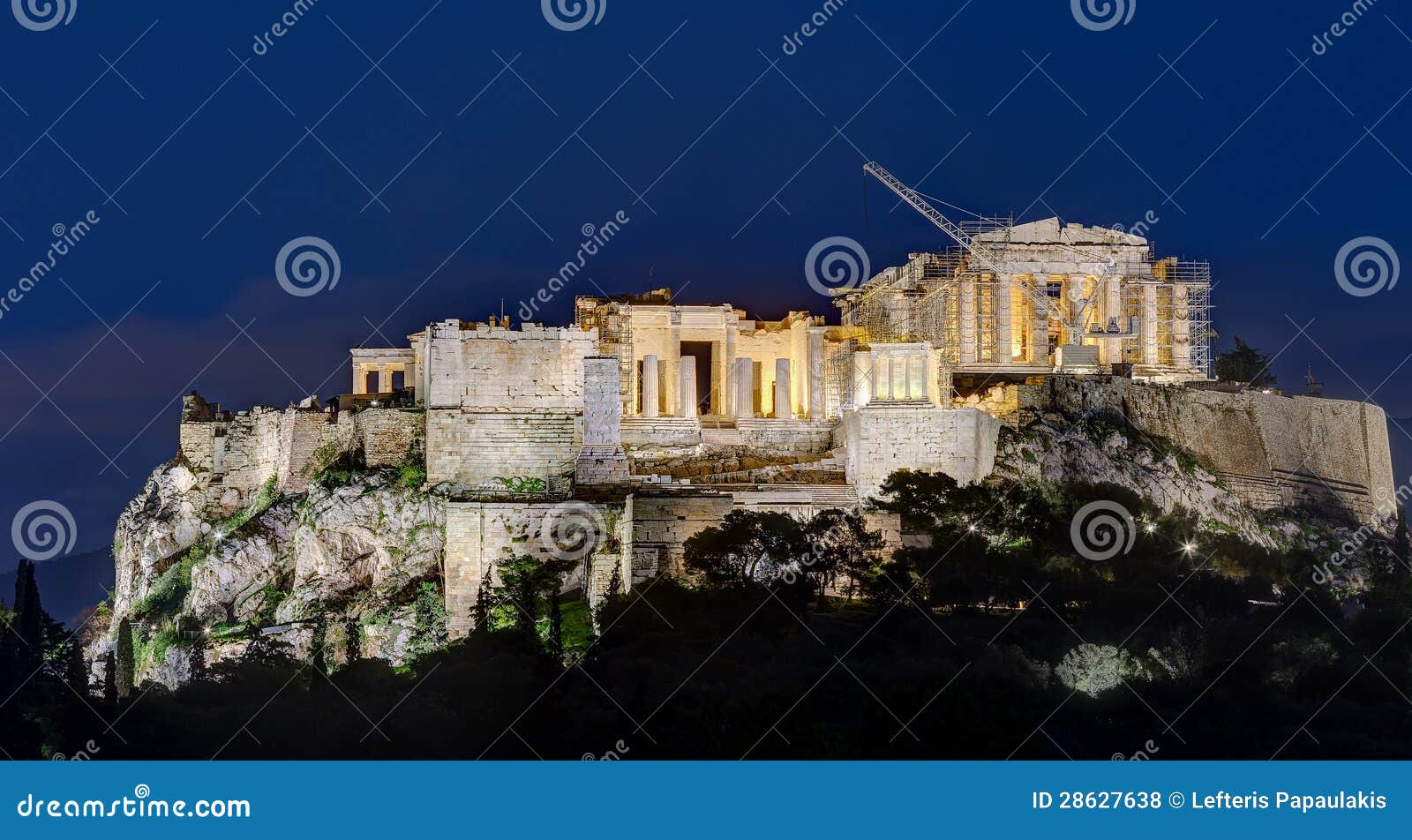 Night View of Acropolis, Athens, Greece Stock Photo - Image of historic ...