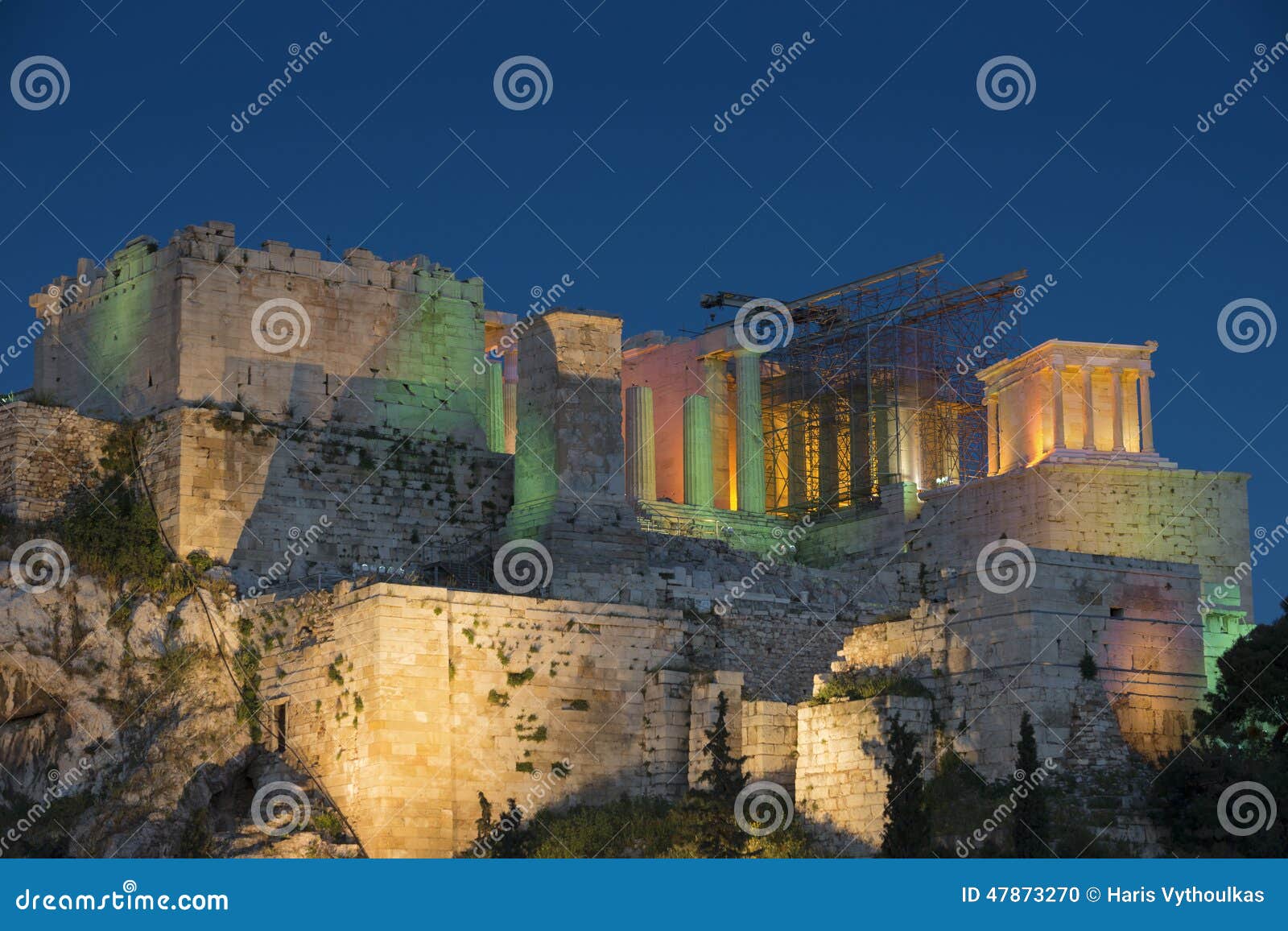 Night view of Acropolis stock photo. Image of history - 47873270