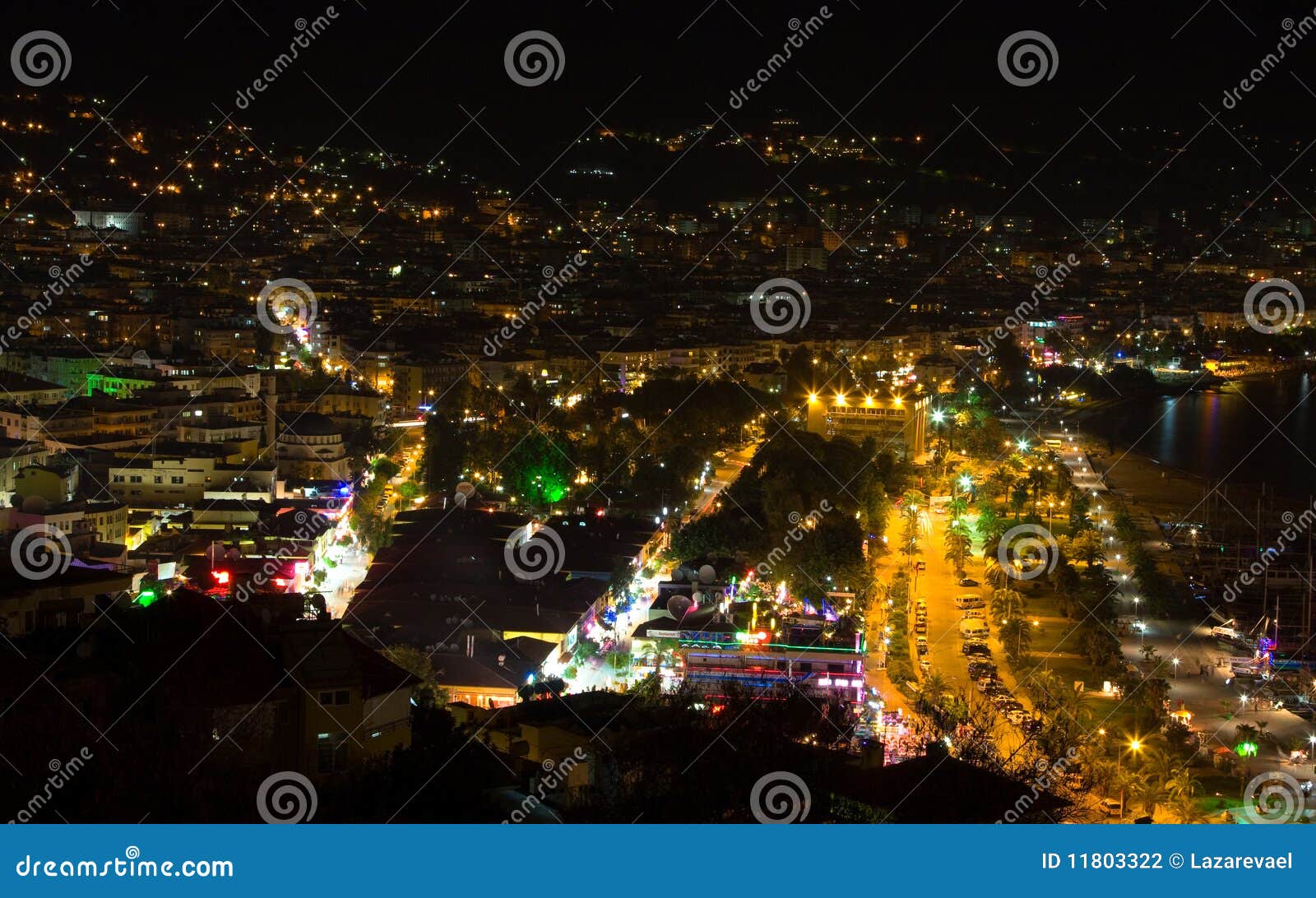 Night view at the Alanya stock photo. Image of relaxation - 11803322