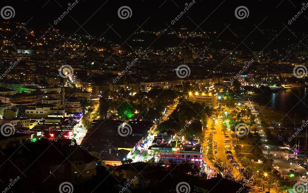 Night view at the Alanya stock photo. Image of relaxation - 11803322