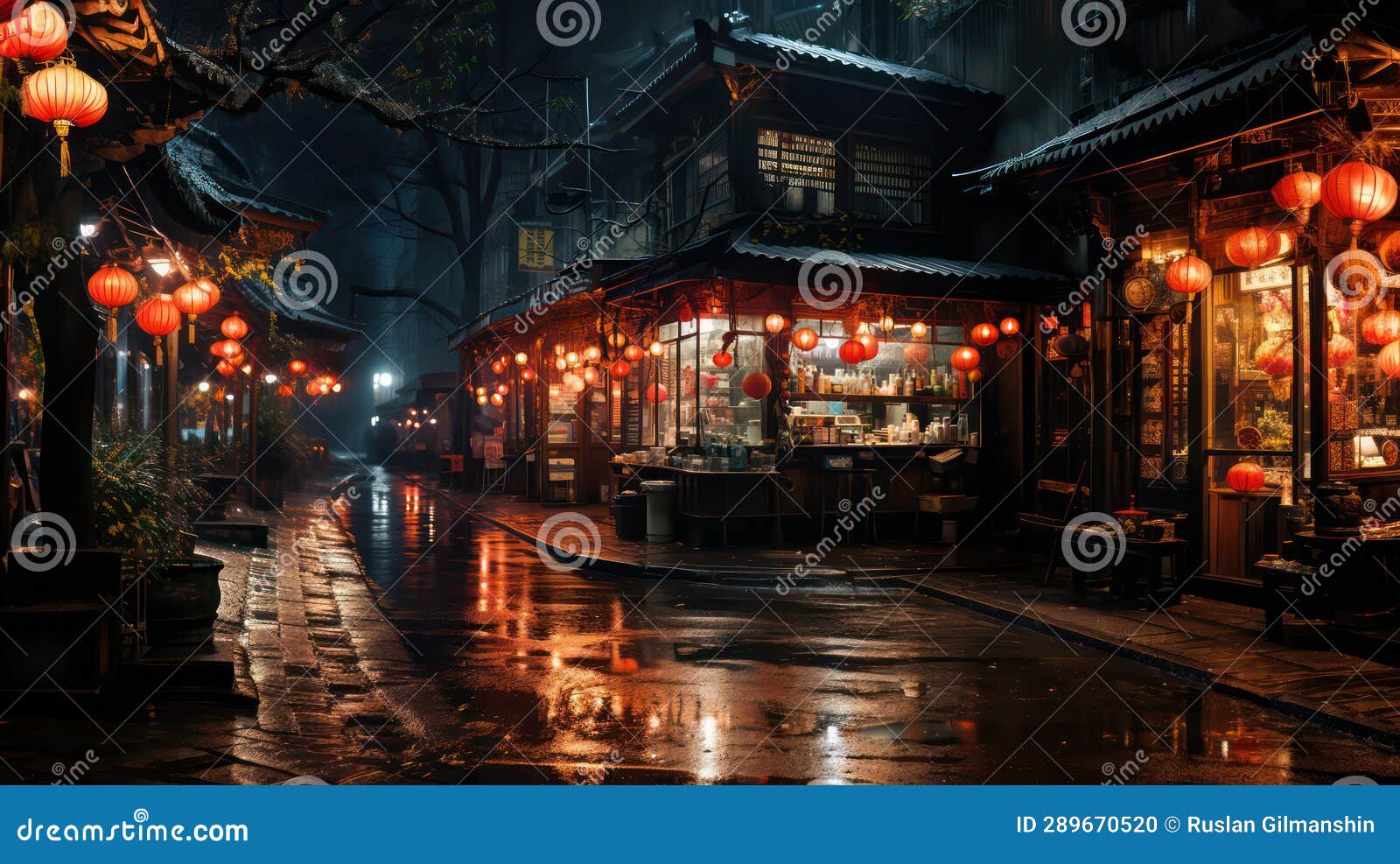 Night View of Ancient Town Streets in China Town Stock Photo - Image of ...