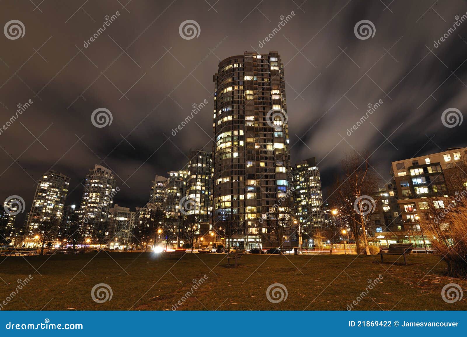 Night View of Apartments stock photo. Image of build - 21869422