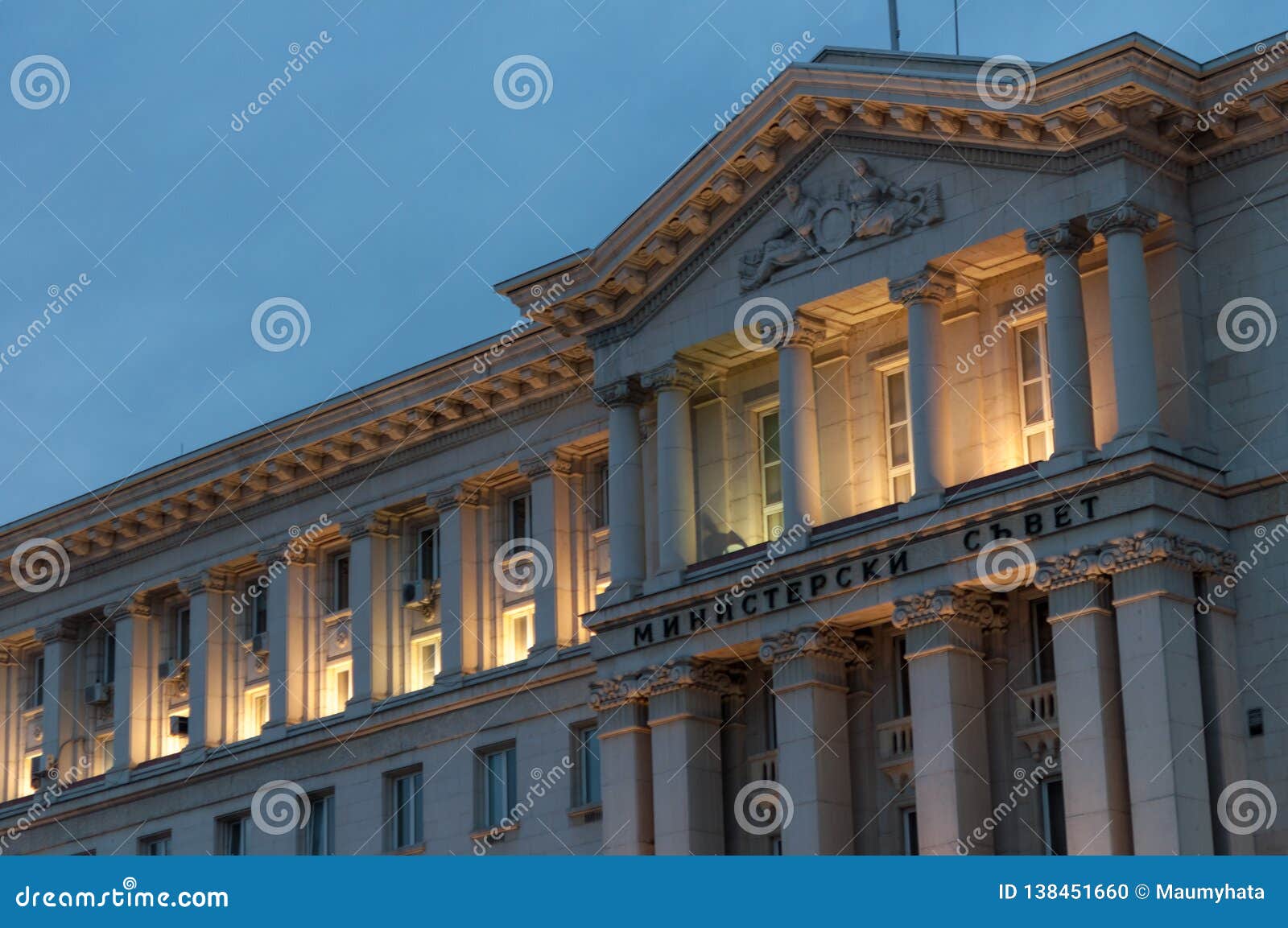 Night View of the Architectural Stock Photo - Image of narodno ...