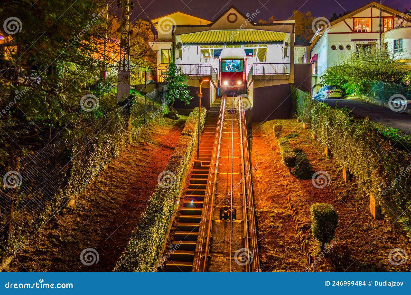 Night View of the Artxanda Funicular StationÂ in Bilbao, Spain...IMAGE ...