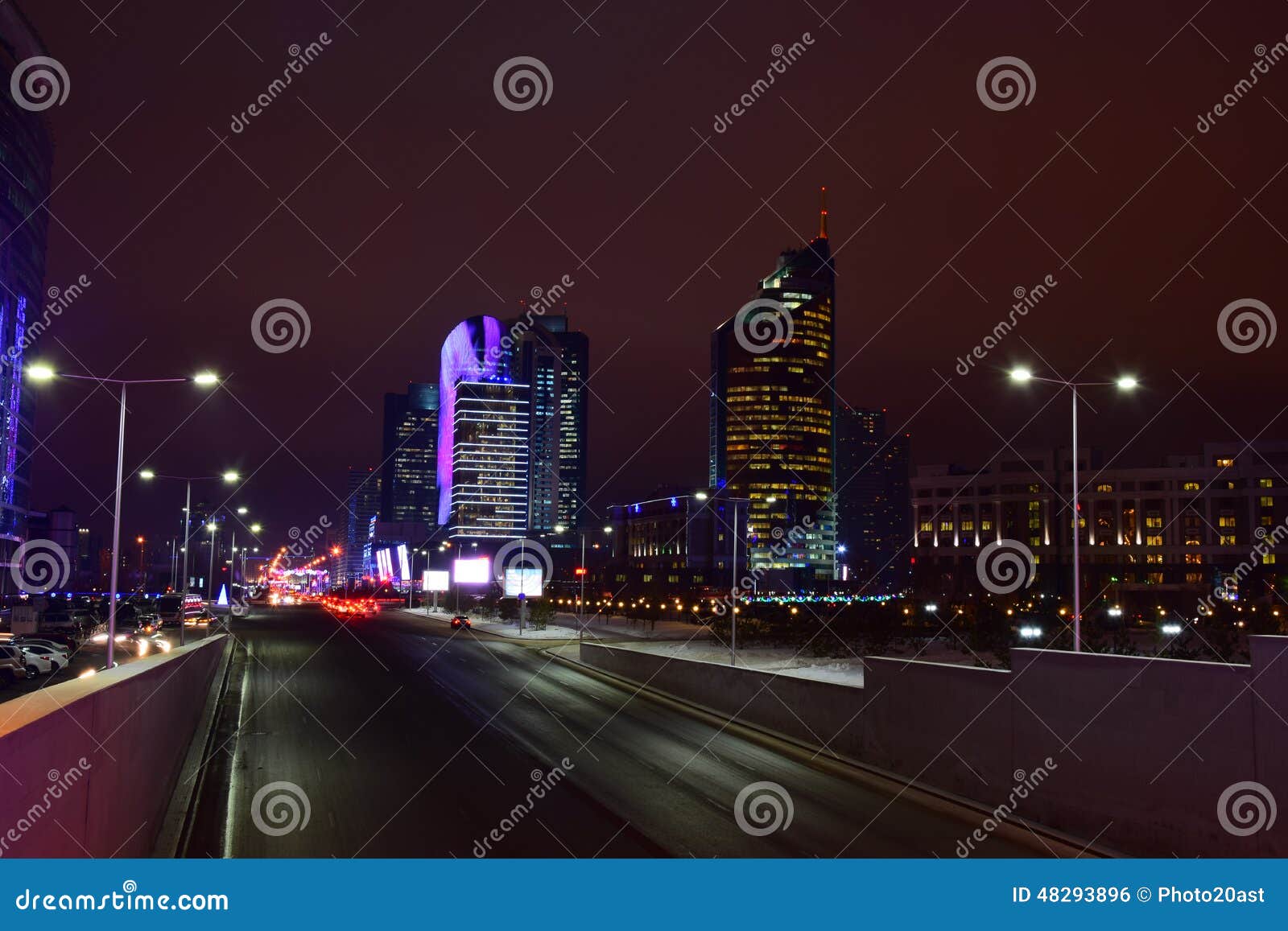 A night view in Astana editorial photo. Image of night - 48293896
