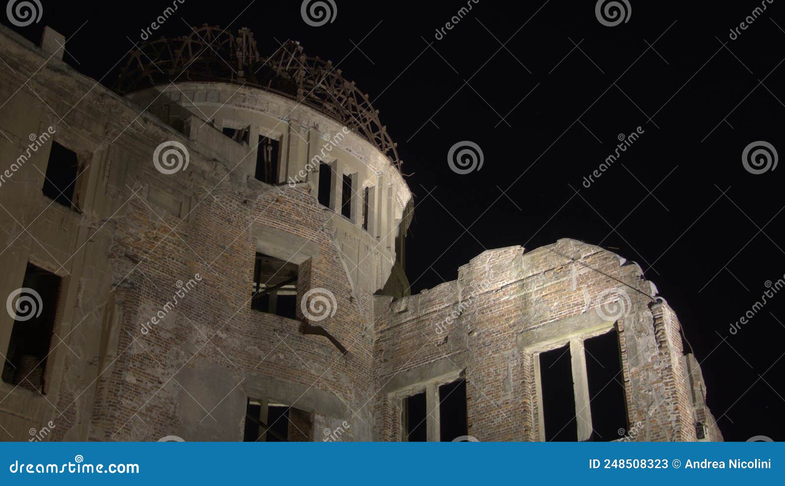Night View of the Atomic Bomb Dome, the only Structure Left Standing in ...