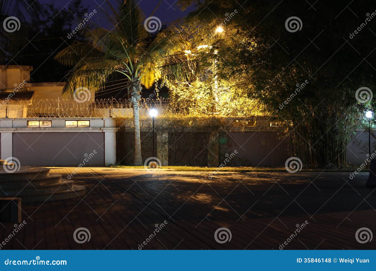 Night stock photo. Image of bamboo, light, building, wall - 35846148