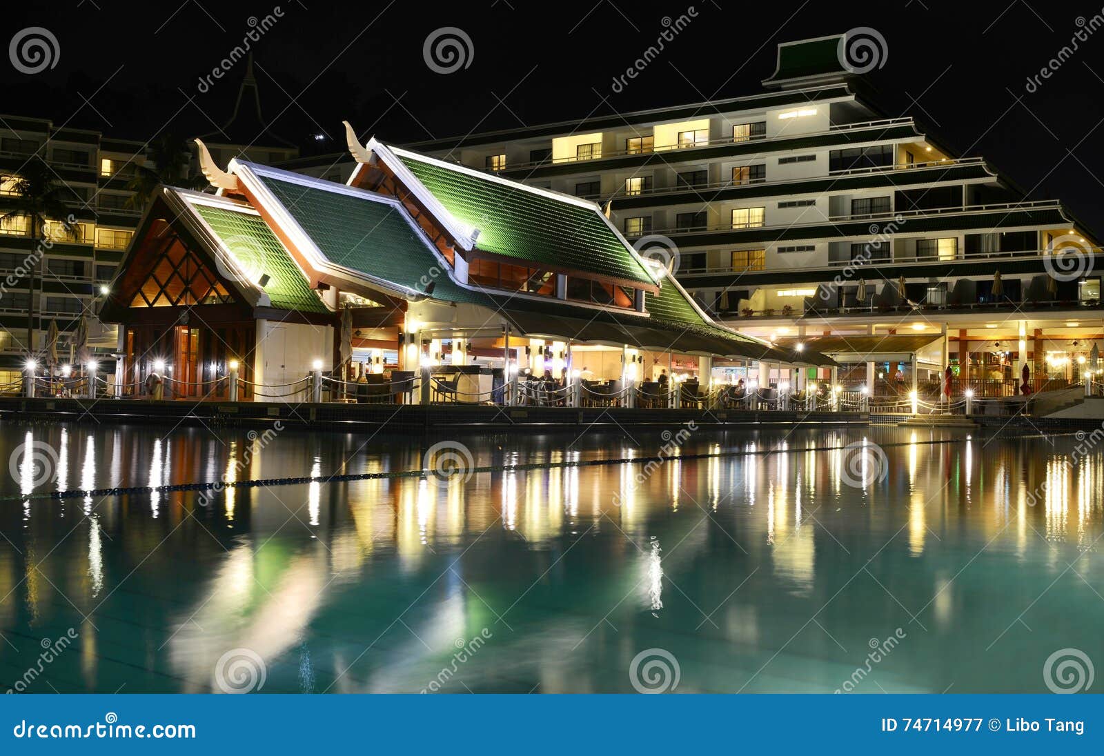 Night View of the Beach Resort Stock Image - Image of summer, hotel ...