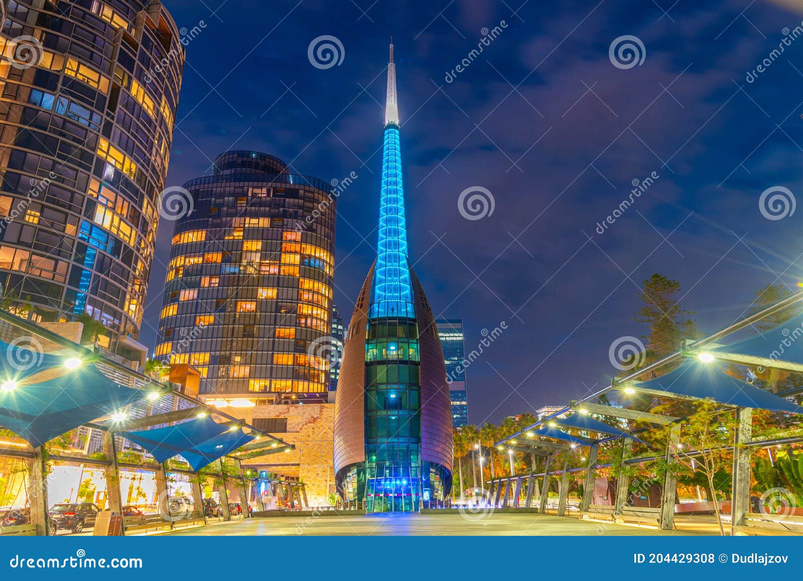 Night View of the Bell Tower in Perth, Australia Editorial Stock Photo ...