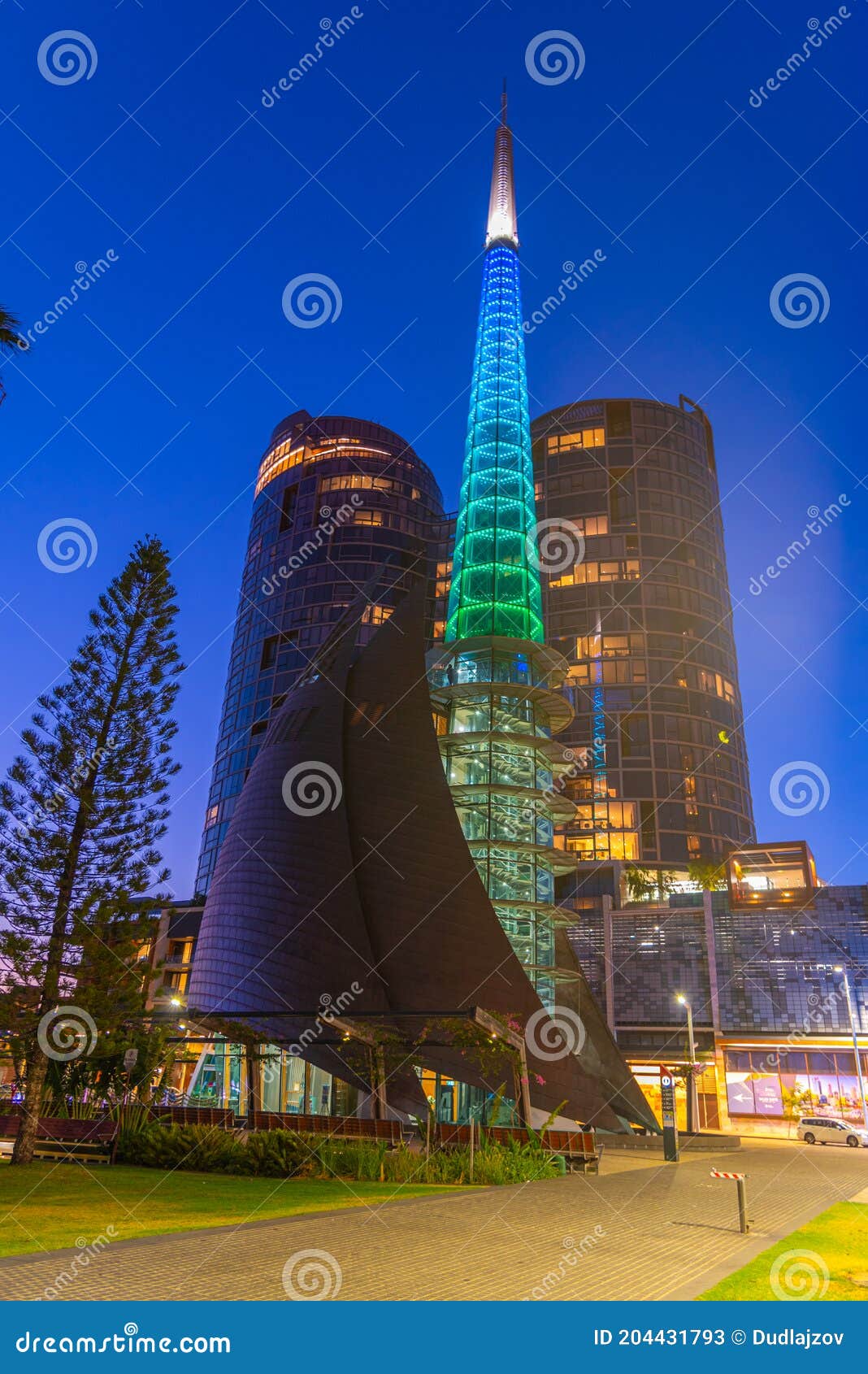 Night View of the Bell Tower in Perth, Australia Editorial Stock Photo ...