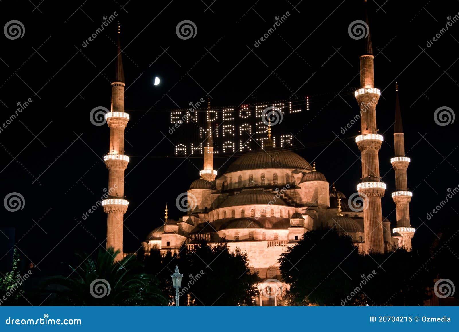 The Night View of Blue Mosque Stock Photo - Image of orient, color ...