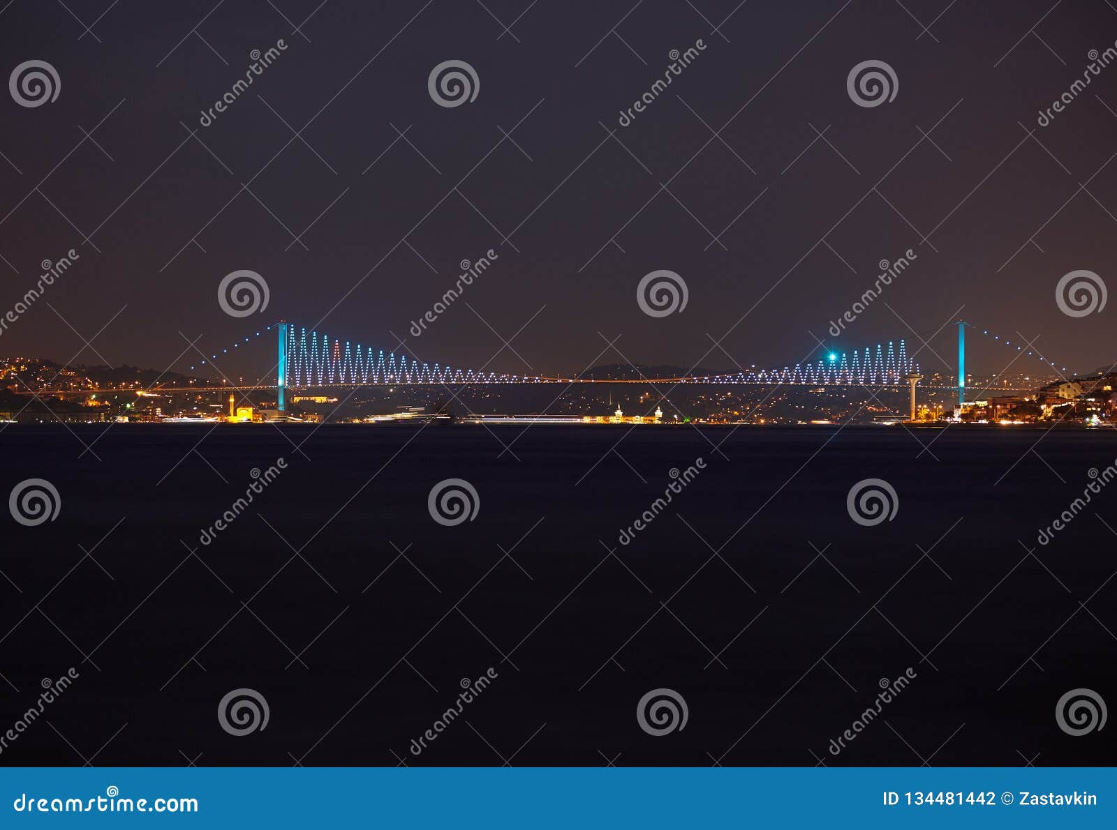 The Night View of the Bosphorus with the Bosphorus Bridge. Istanbul ...