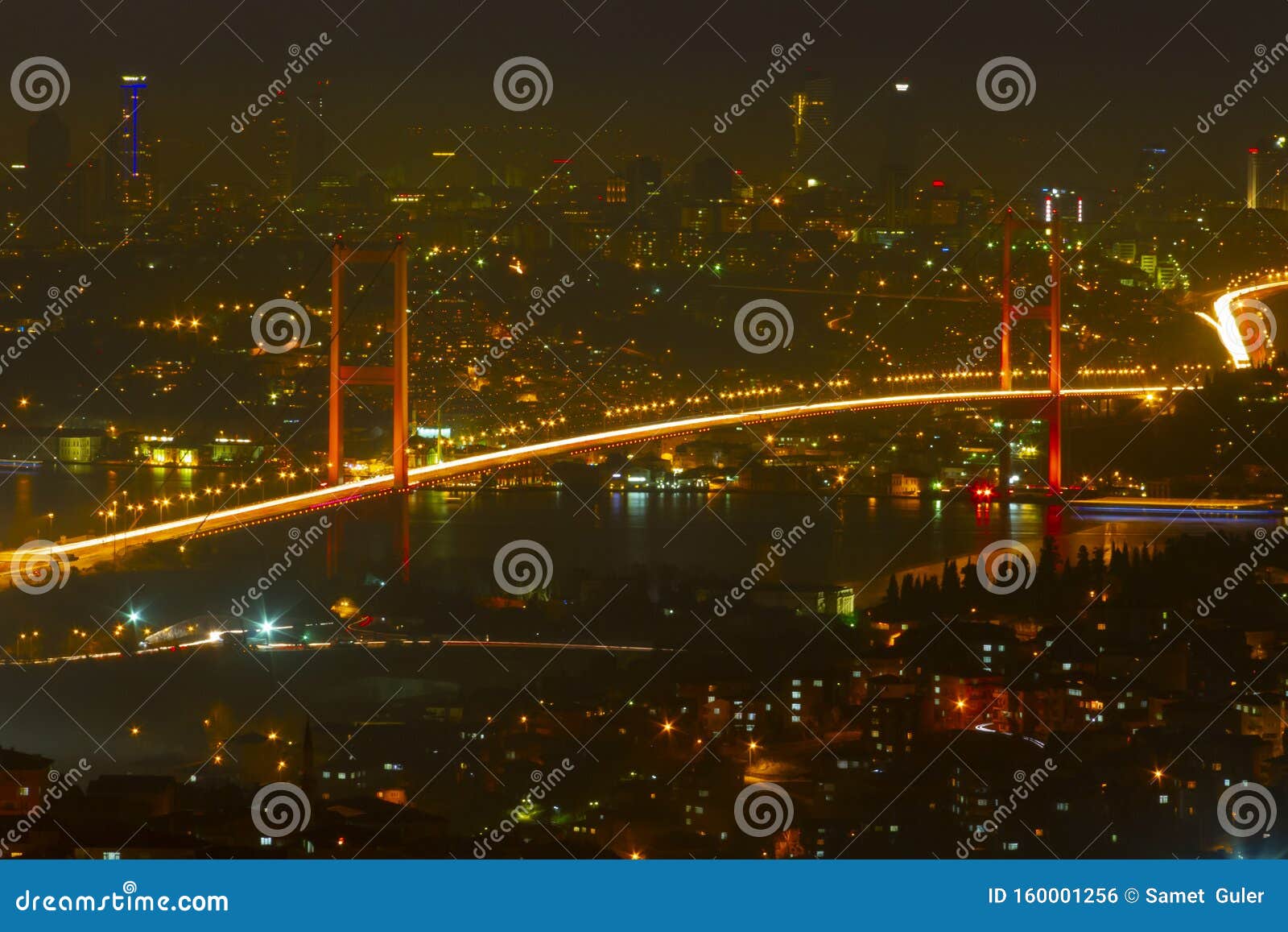 Night View of the Bosphorus Bridge in Istanbul. Stock Photo - Image of ...