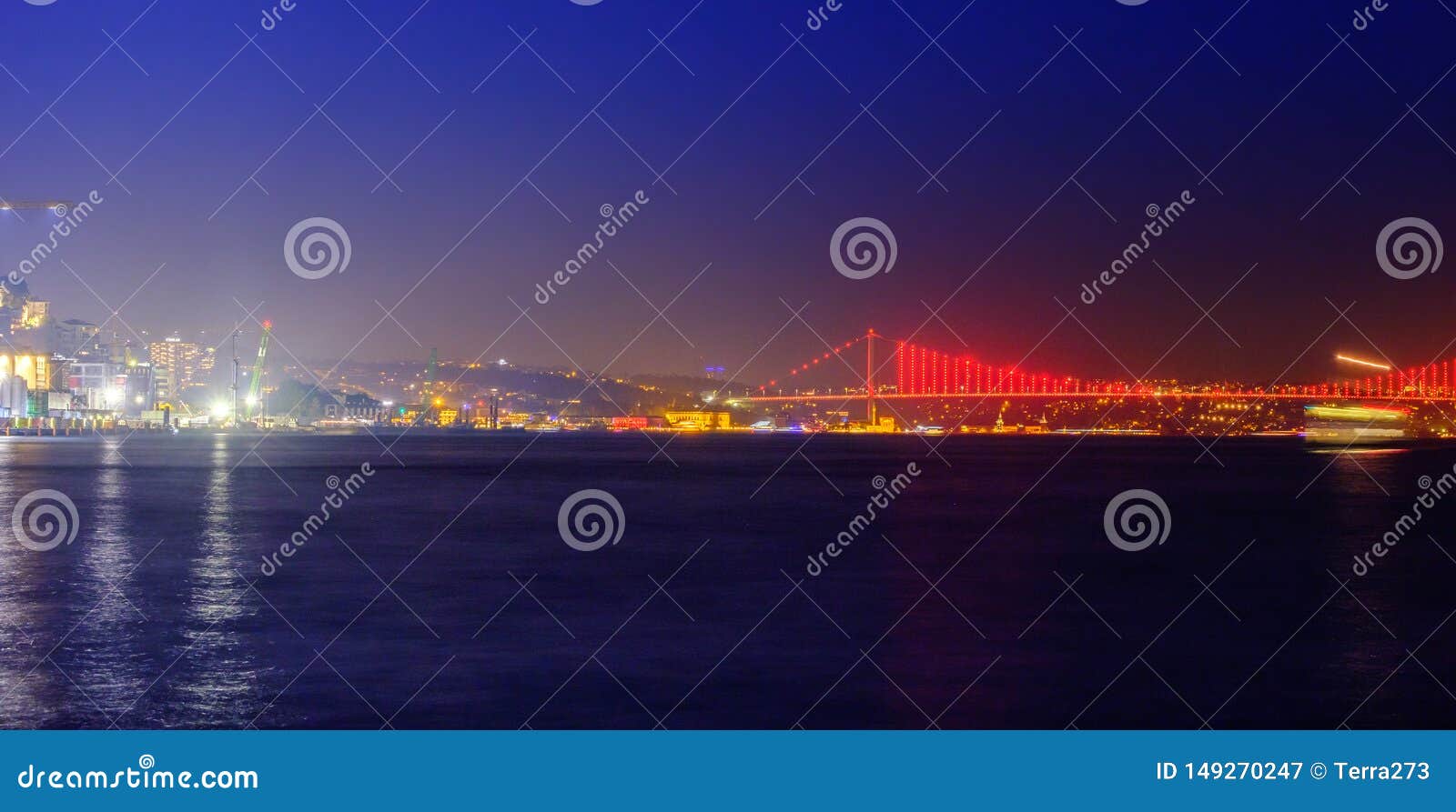 Istanbul, Turkey. Night View of the Bosphorus Bridge Stock Image ...