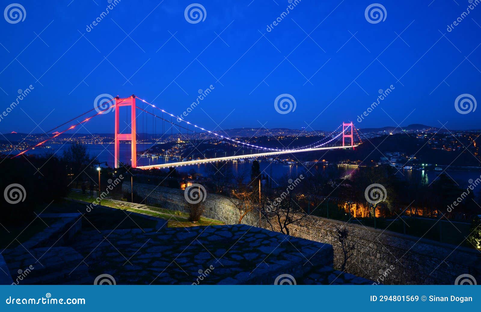 A Night View from the Bosphorus Stock Image - Image of stadium, tower ...
