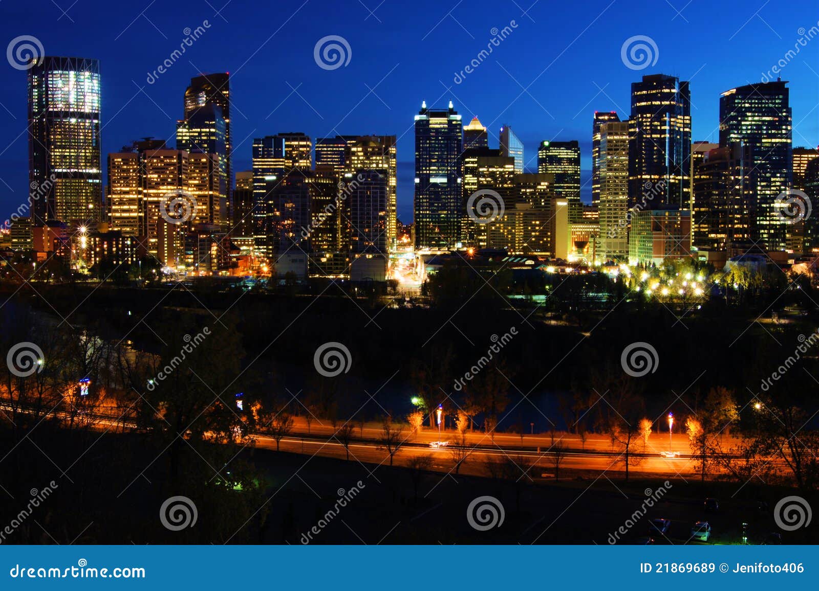 Night View of Calgary stock image. Image of dark, modern - 21869689