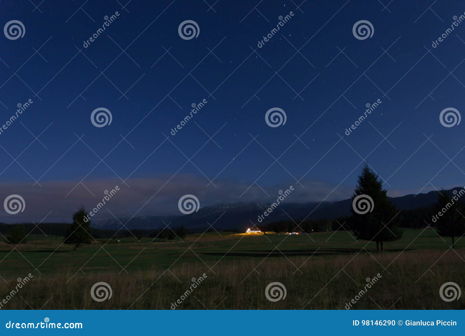 Night View of Cansiglio Plain Stock Photo - Image of night, shadows ...