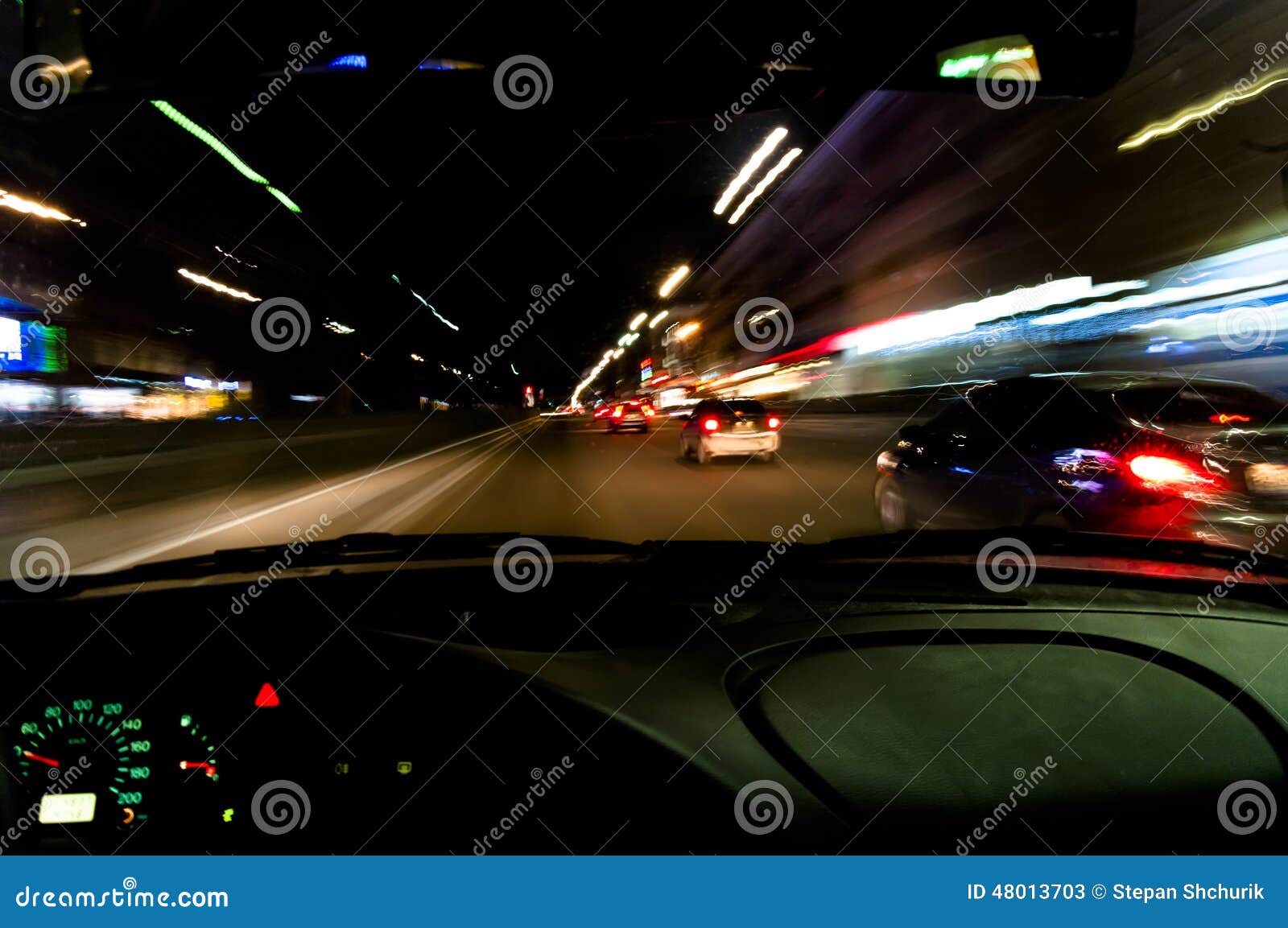 The Night View from the Car Stock Image - Image of speed, lights: 48013703