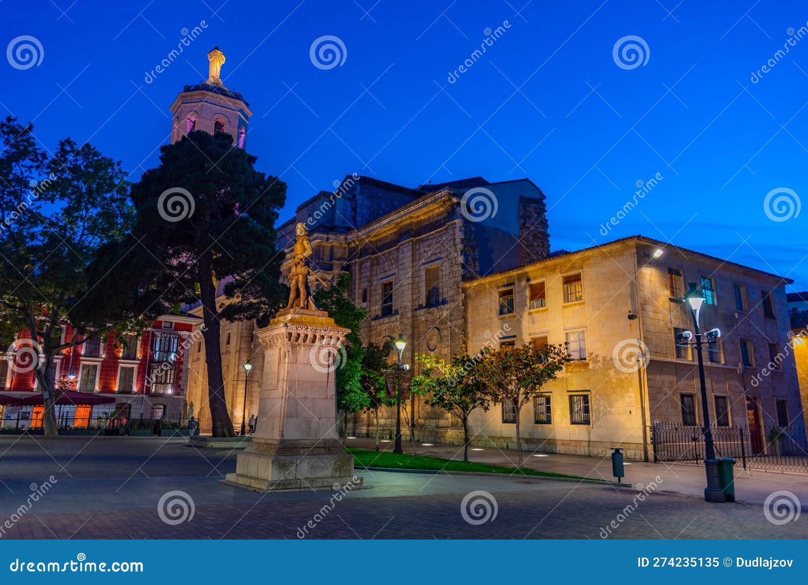 Night View of the Cathedral in Spanish Town Valladolid Stock Image ...