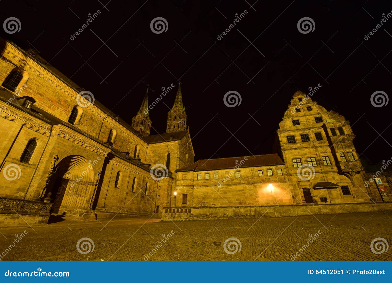 Night View of the Cathedral Square (DOMPLATZ) in Bamberg, Germany ...
