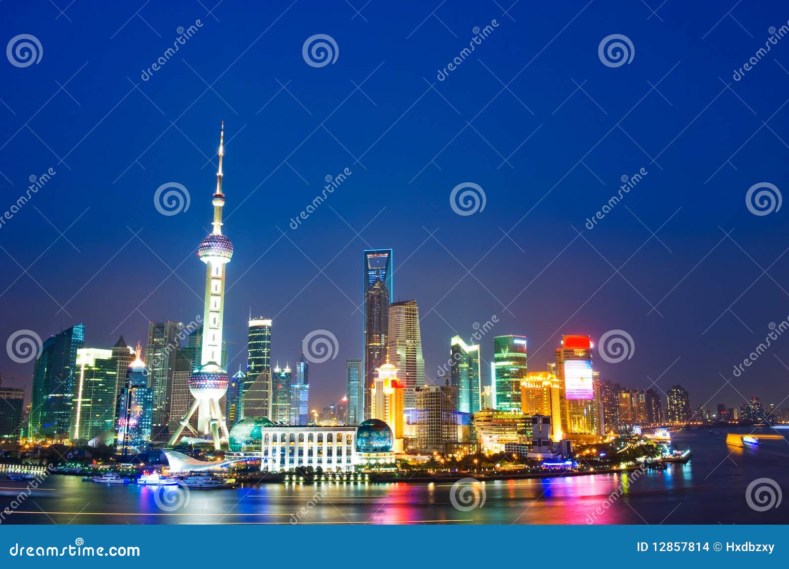 Night View of China Shanghai Stock Photo - Image of east, pudong: 12857814
