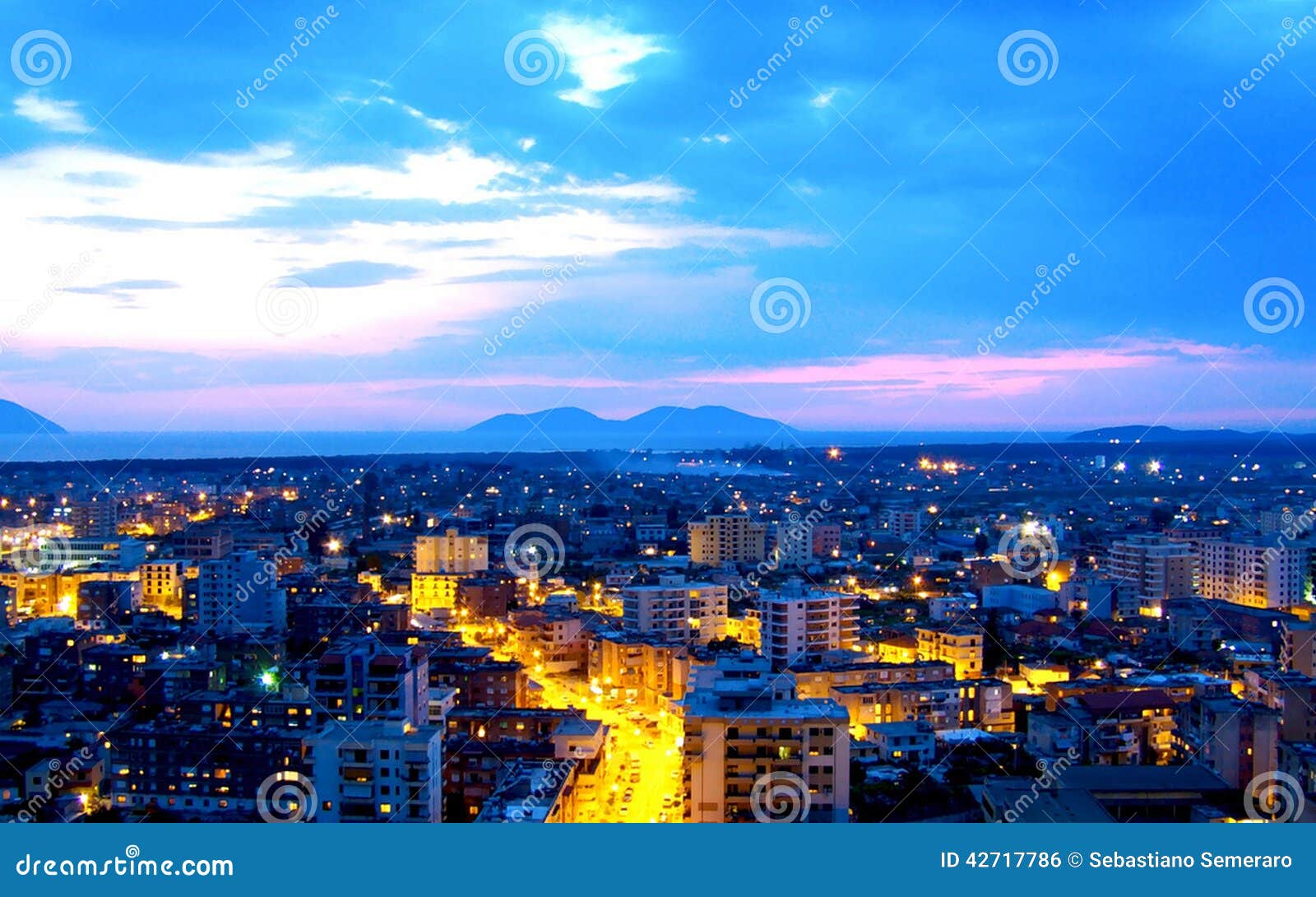Night View of the City of Vlore Top View Stock Photo - Image of night ...