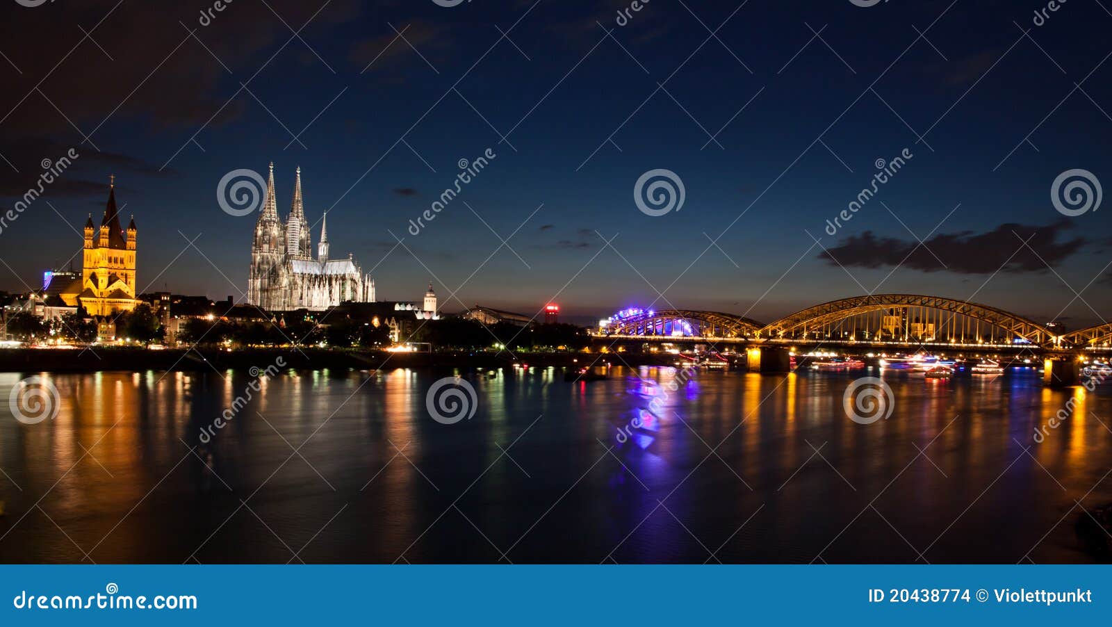 Night view in Cologne editorial stock image. Image of bridge - 20438774