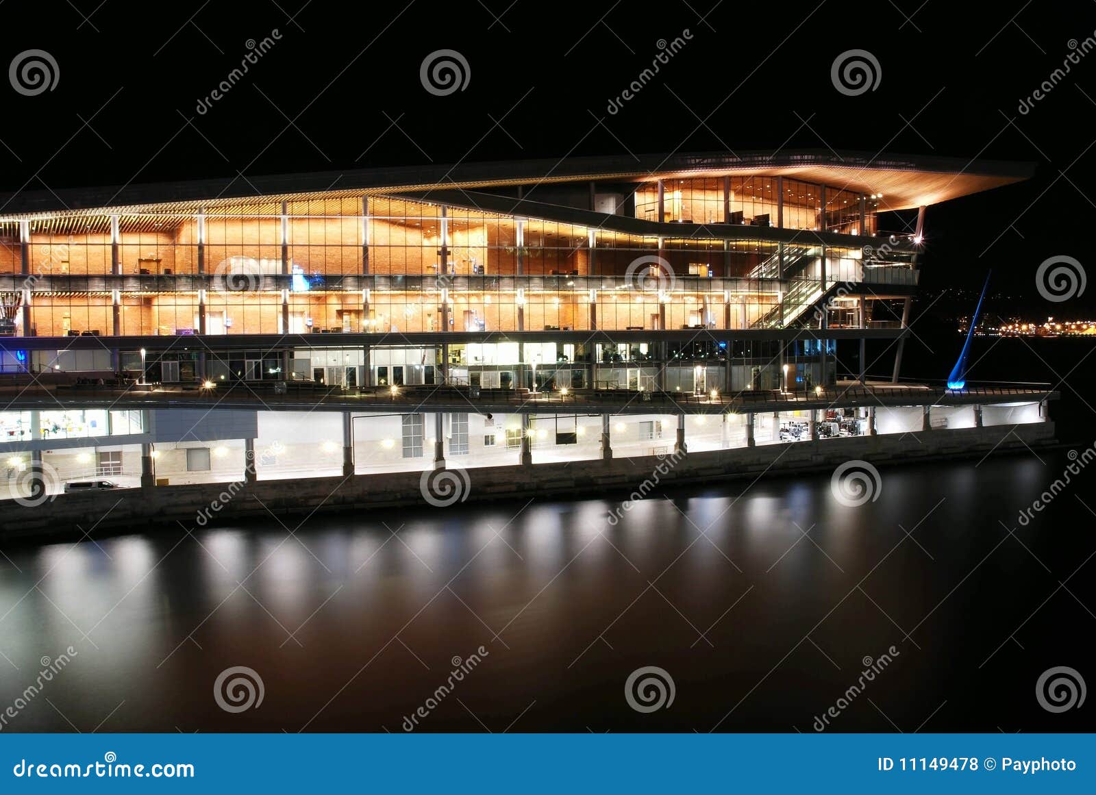 Night View of Convention Building Stock Photo - Image of center ...