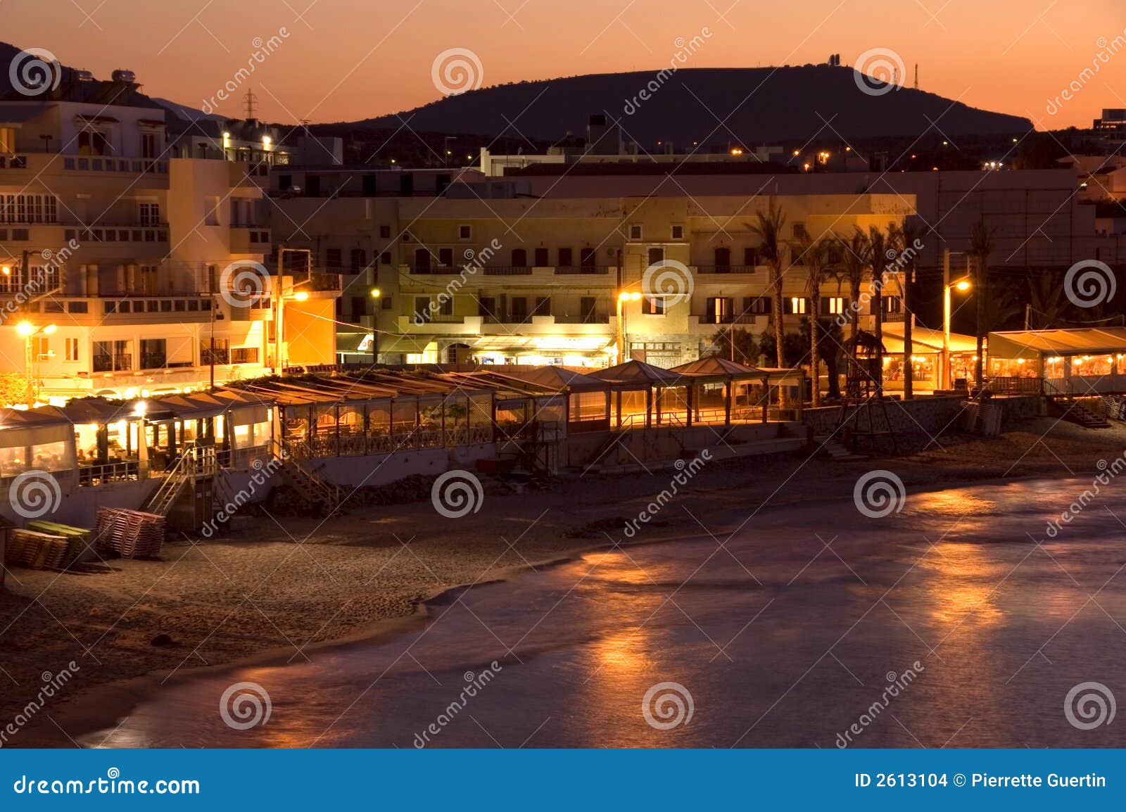 Night view of Crete harbor stock photo. Image of seascape - 2613104