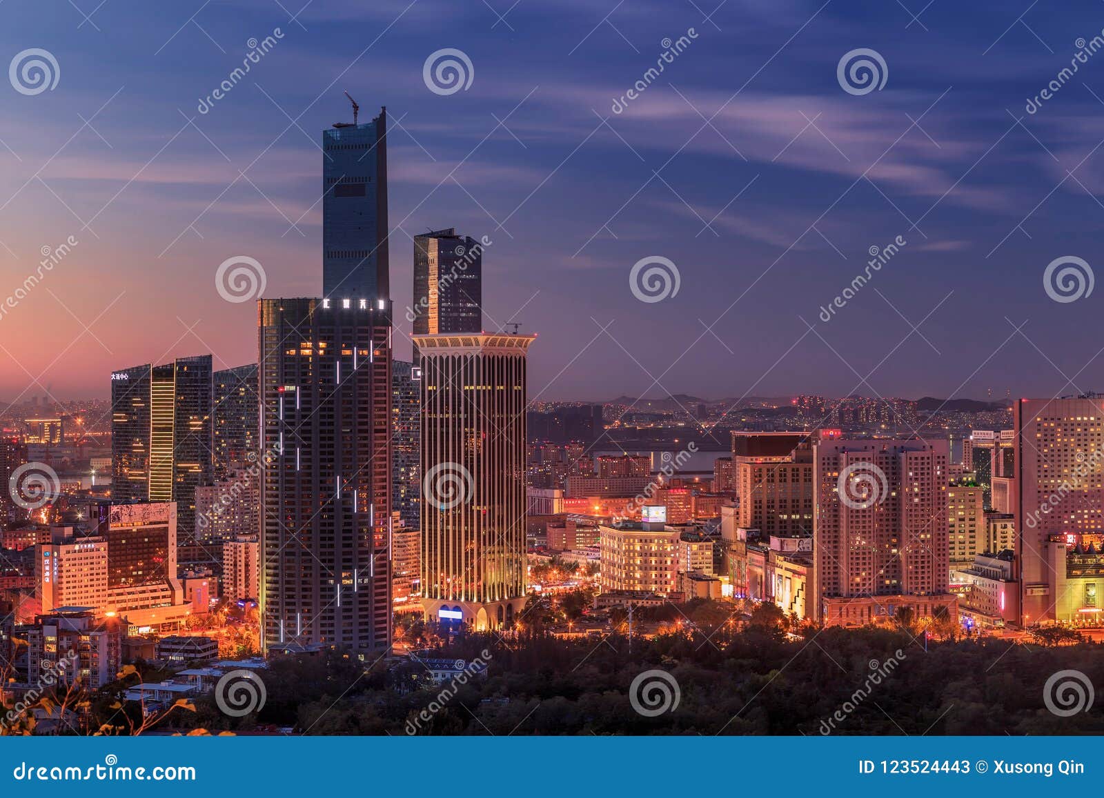 Night View of Dalian city editorial stock photo. Image of prosperous ...