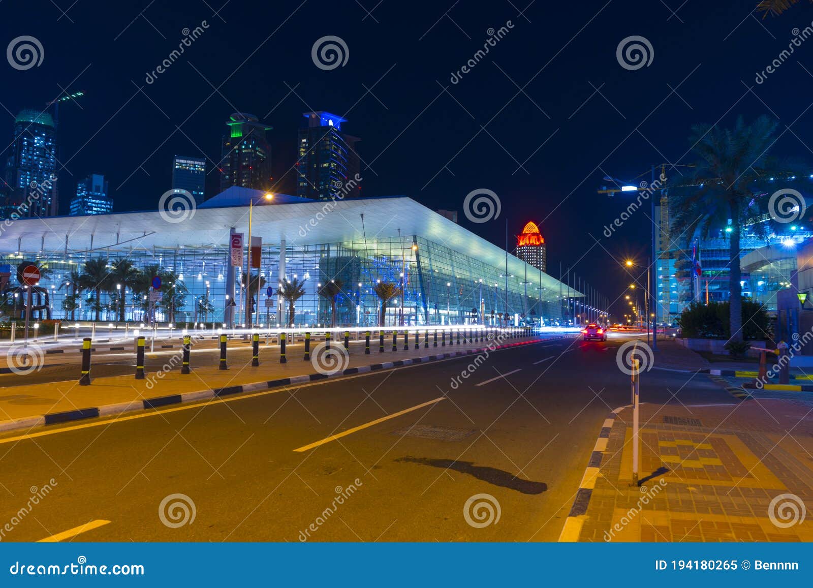 Night View of DECC - Doha Exhibition and Convention Centre in Doha ...