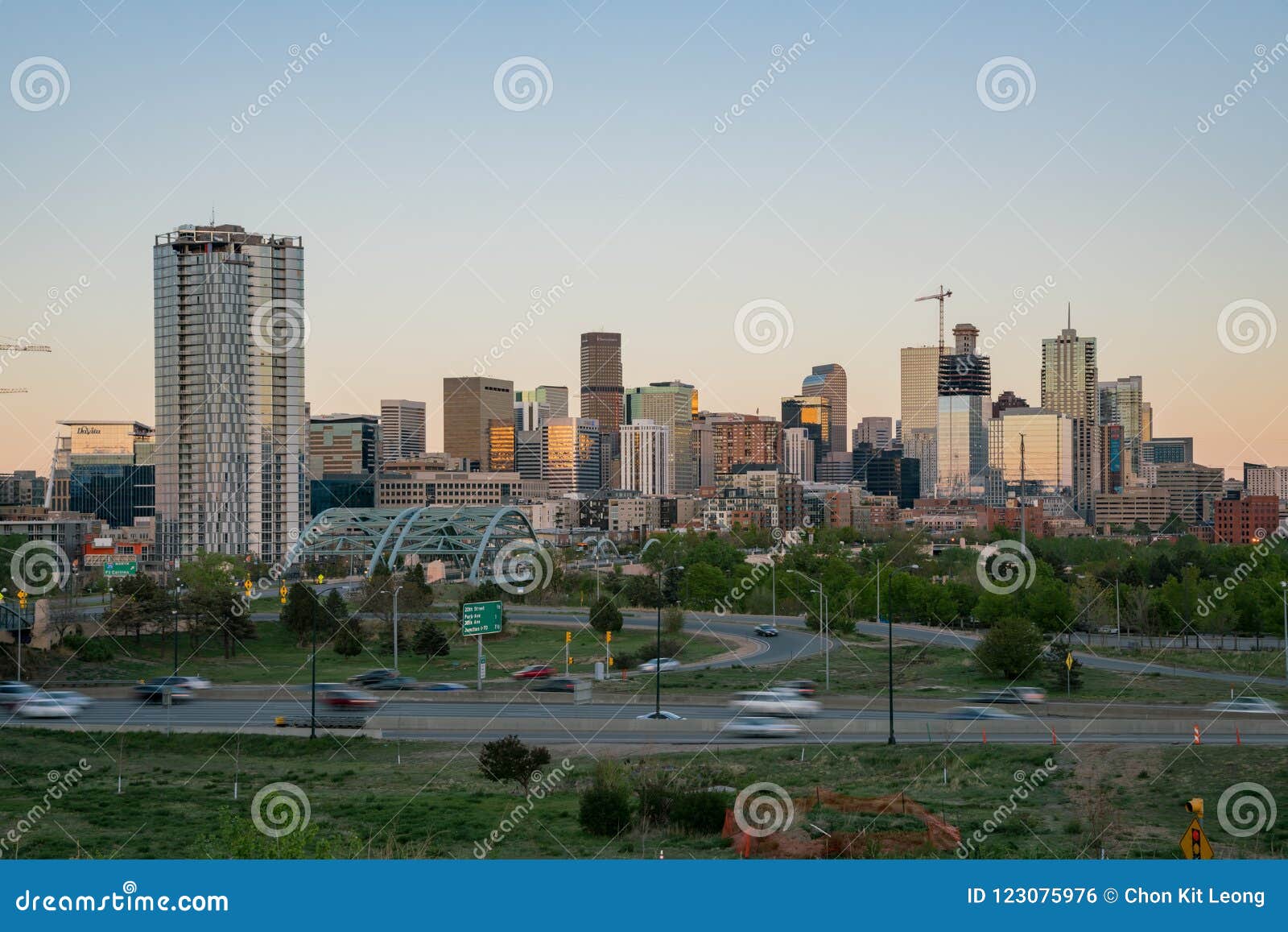 Night View of the Denver City Skyline Editorial Photo - Image of ...