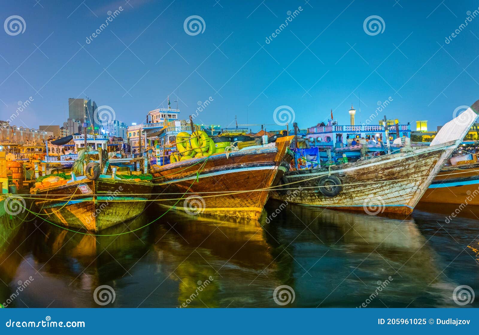 Night View of a Dhow Port in Dubai, UAE Editorial Image - Image of ...