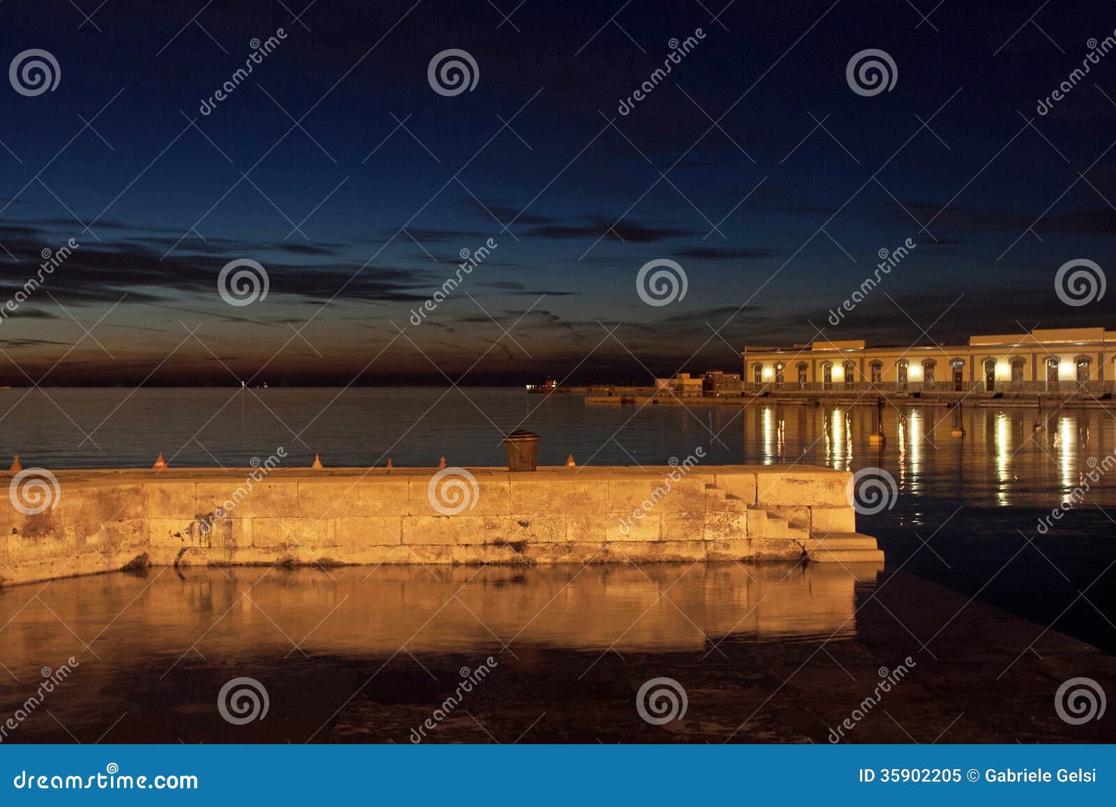 Night View of Dock in Trieste, Italy Stock Image - Image of seafront ...