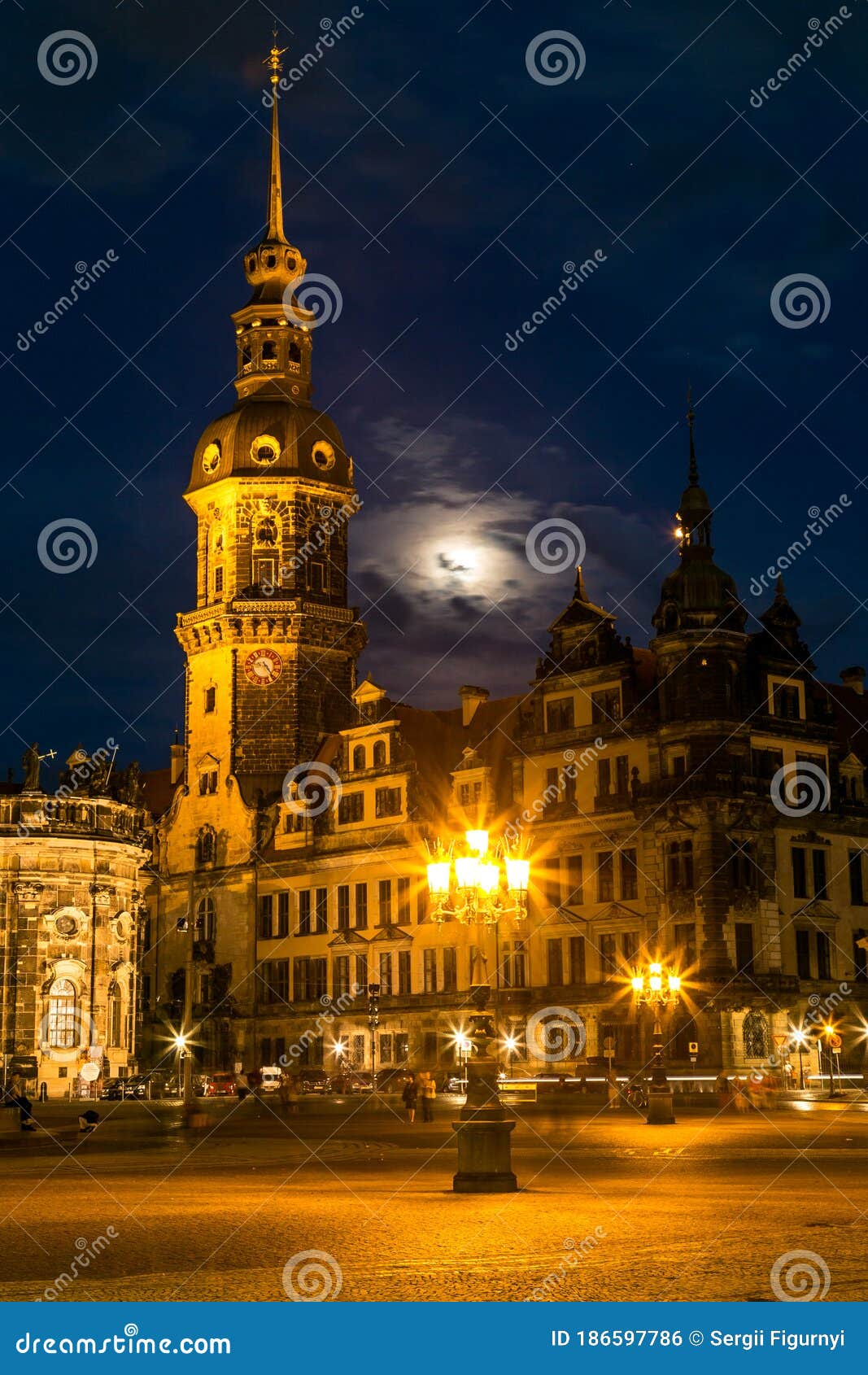 Night view of Dresden stock photo. Image of sunrise - 186597786