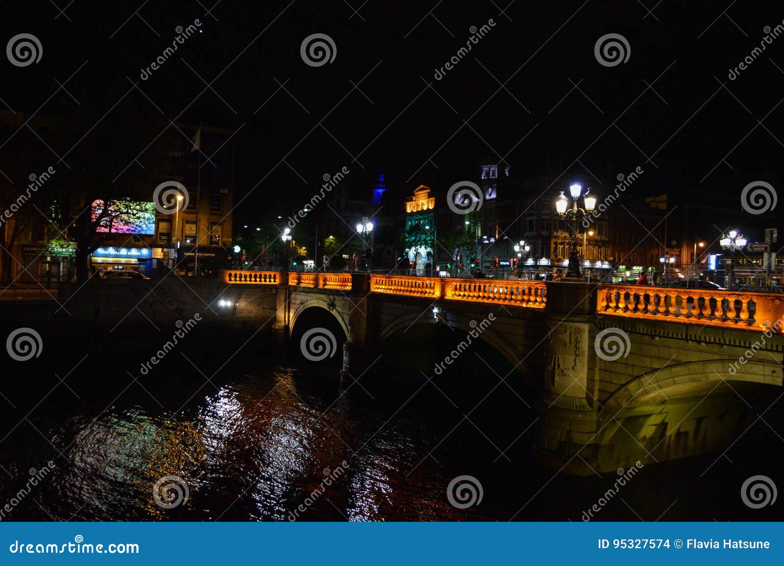 Night view of Dublin stock photo. Image of temple, irish - 95327574