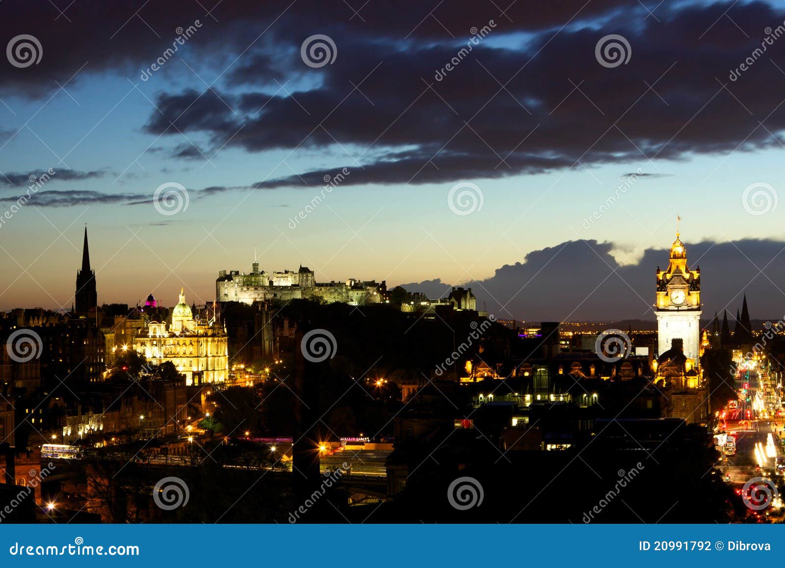 Night view of Edinburgh stock photo. Image of dusk, building - 20991792