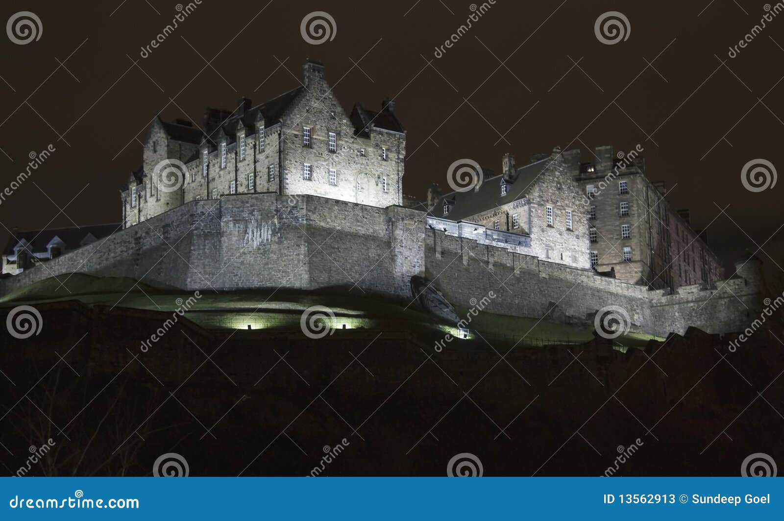 Night View of the Edinburgh Castle, Scotland Stock Image - Image of ...
