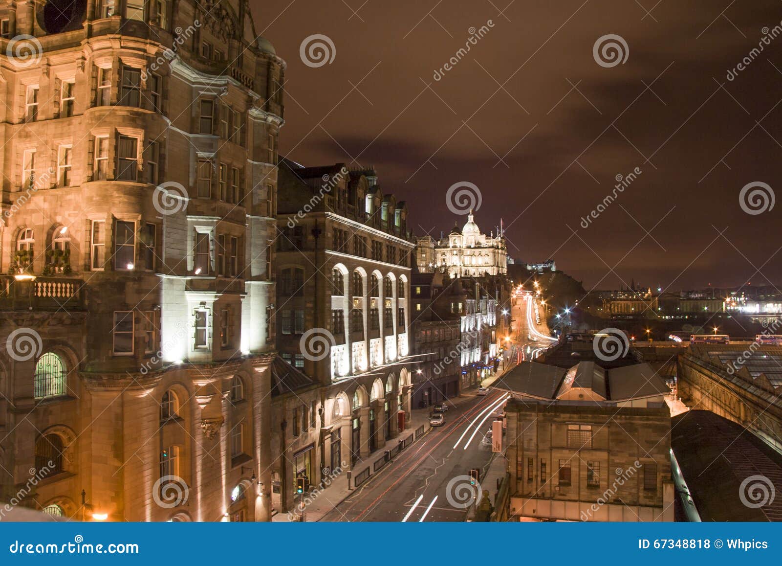 Night view of Edinburgh stock photo. Image of architecture - 67348818