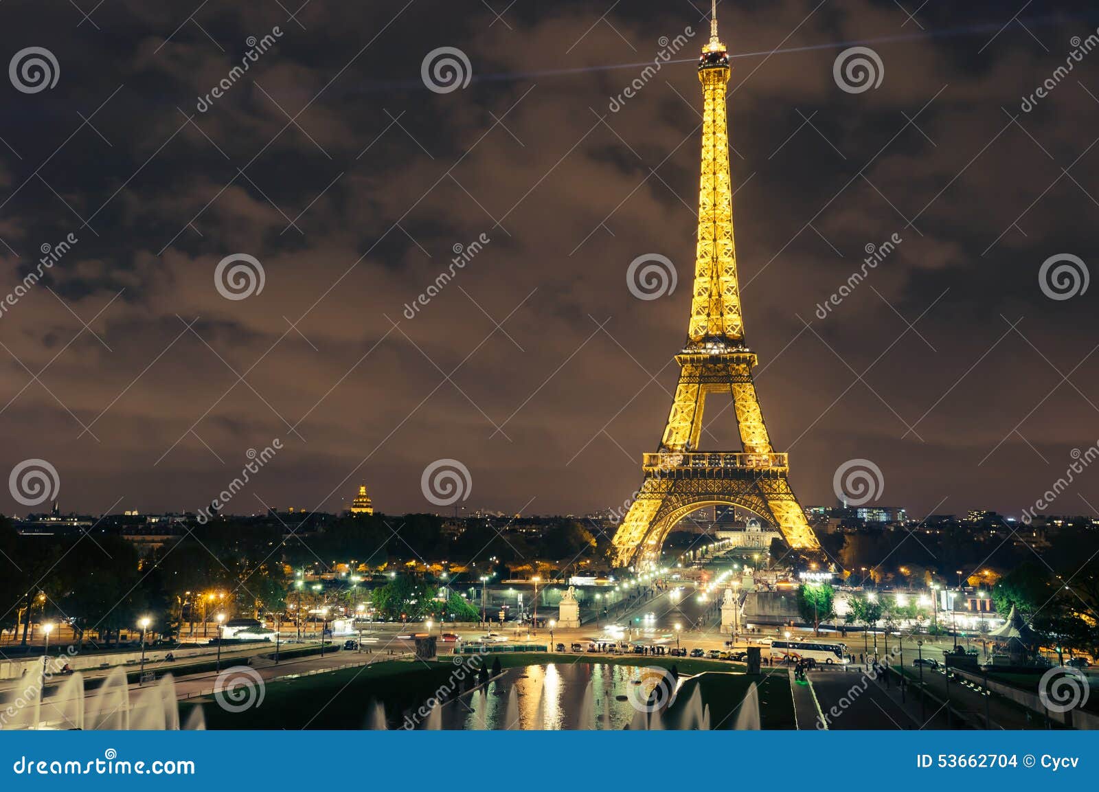 Night View from Eiffel Tower, Paris. France Editorial Stock Image ...