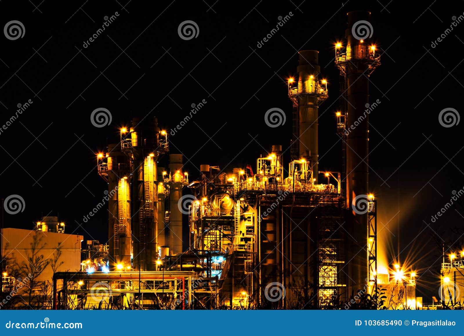 Night View at Energy Electrical Plant Stock Photo - Image of generation ...