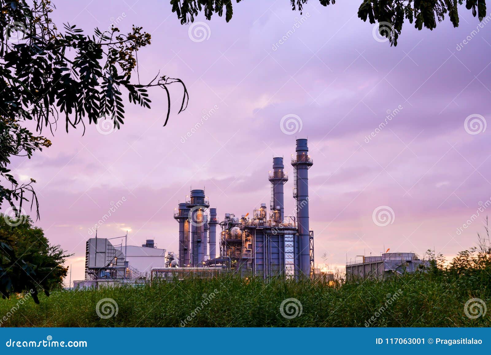 Night View at Energy Electrical Power Plant Stock Image - Image of ...