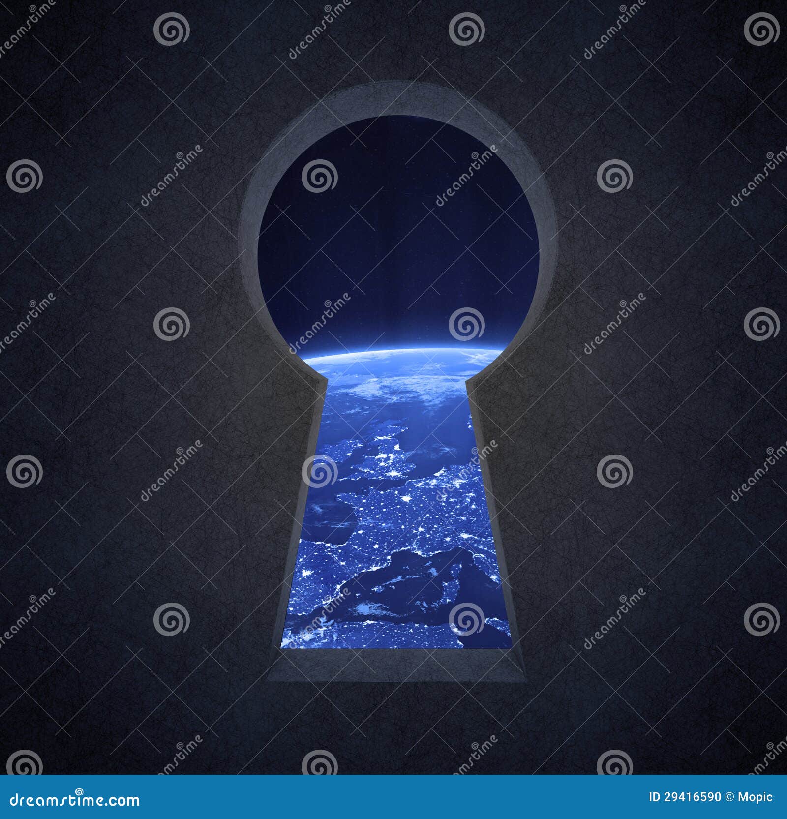 Night View of Europe through a Keyhole Stock Illustration ...