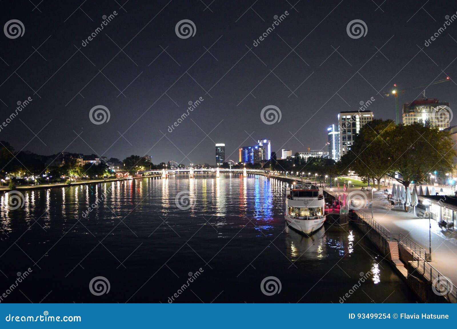 The Night View of Frankfurt in Germany Editorial Stock Image - Image of ...