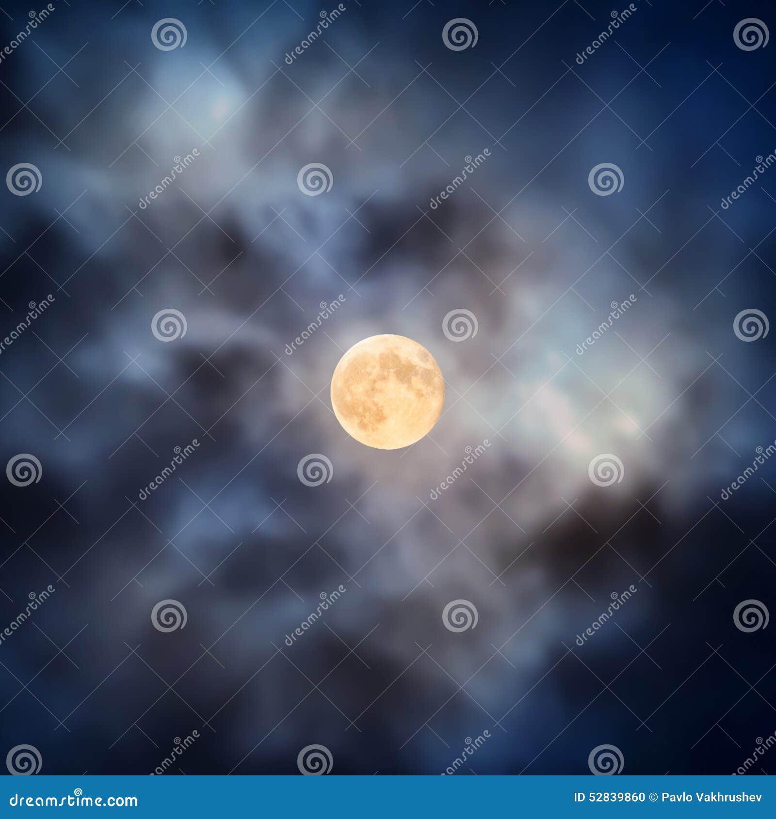 Night View at Full Moon through Moving Clouds Stock Photo - Image of ...