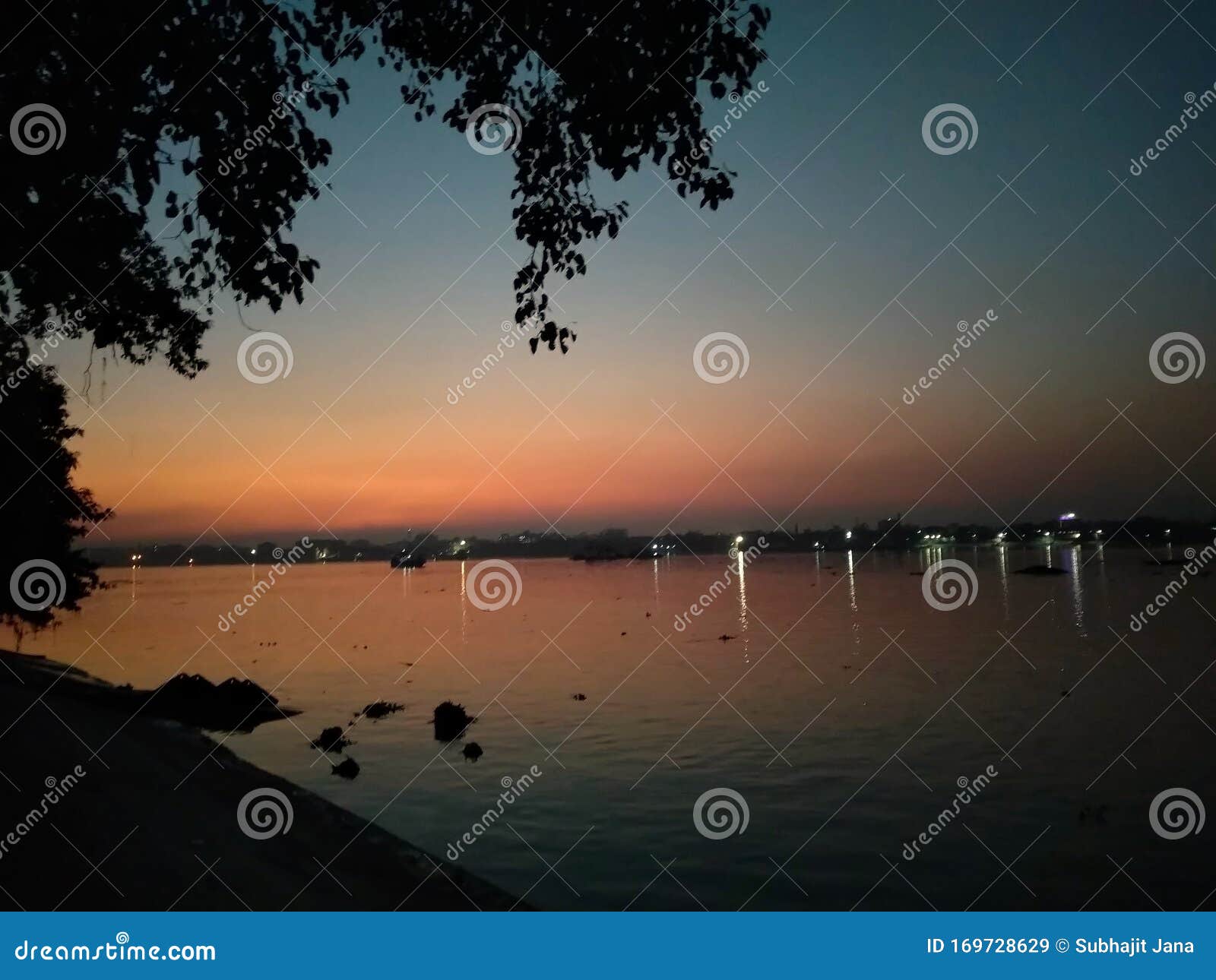 Night View from Ganges River Stock Image - Image of nature, light ...