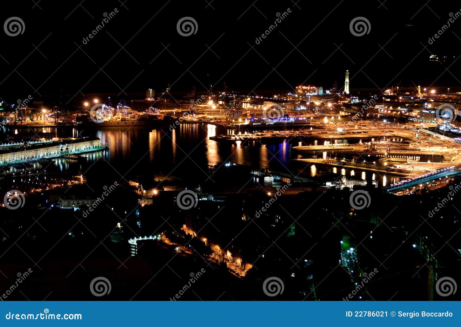 Night view of Genoa stock image. Image of lamp, panorama - 22786021